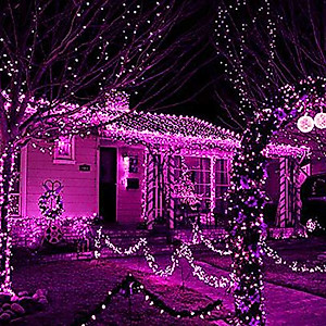 SPRKLINLIN 2 Pack 100 LED Solar Powered String Lights, Outdoor Waterproof Copper Wire 8 Modes Fairy Lights for Valentines Day Decor, Garden, Patio, Bedroom, Party, Home (Pink)