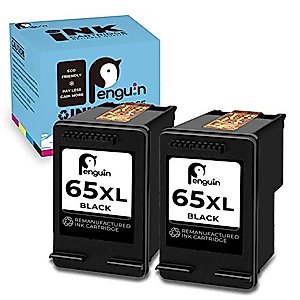 Penguin Remanufactured Printer Ink Cartridge Replacement for HP 65XL,65 XL Used for Hp AMP 100 120 125 130 Deskjet 2622 2624 2652 3732 3752 Envy 5020 5030 (2 Black) Combo Pack