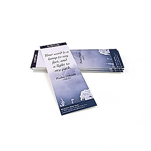 Christian Bookmark with Bible Verse, Pack of 25, Scripture Themed, Your Word is a Lamp to my Feet, Psalm 119:105