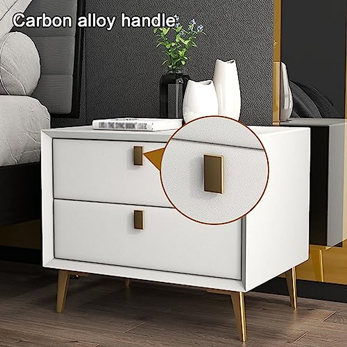 Nightstand with 2 Drawers, Solid Wood Nightstand Sofa Side Table, End Side Table with Storage, Bedside Table with Metal Legs (Color : Green, Size : 45x40x47cm)