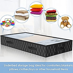 Under Bed Storage Bags Large Capacity Underbed Clothing Organizer with Clear Cover and Reinforced Handles Foldable Underbed Storage Bins Durable Organizer for Clothes Blankets Bedding