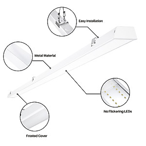 ANTLUX 8FT LED Shop Lights 100W [6 Lamps F96T12 Fluorescent Equiv.], Compact 8 Foot Strip Light with 5ft Cord Switch, Plug in, 12000LM, 5000K, Energy Saving Garage Lights, Surface/Suspended, 8 Pack