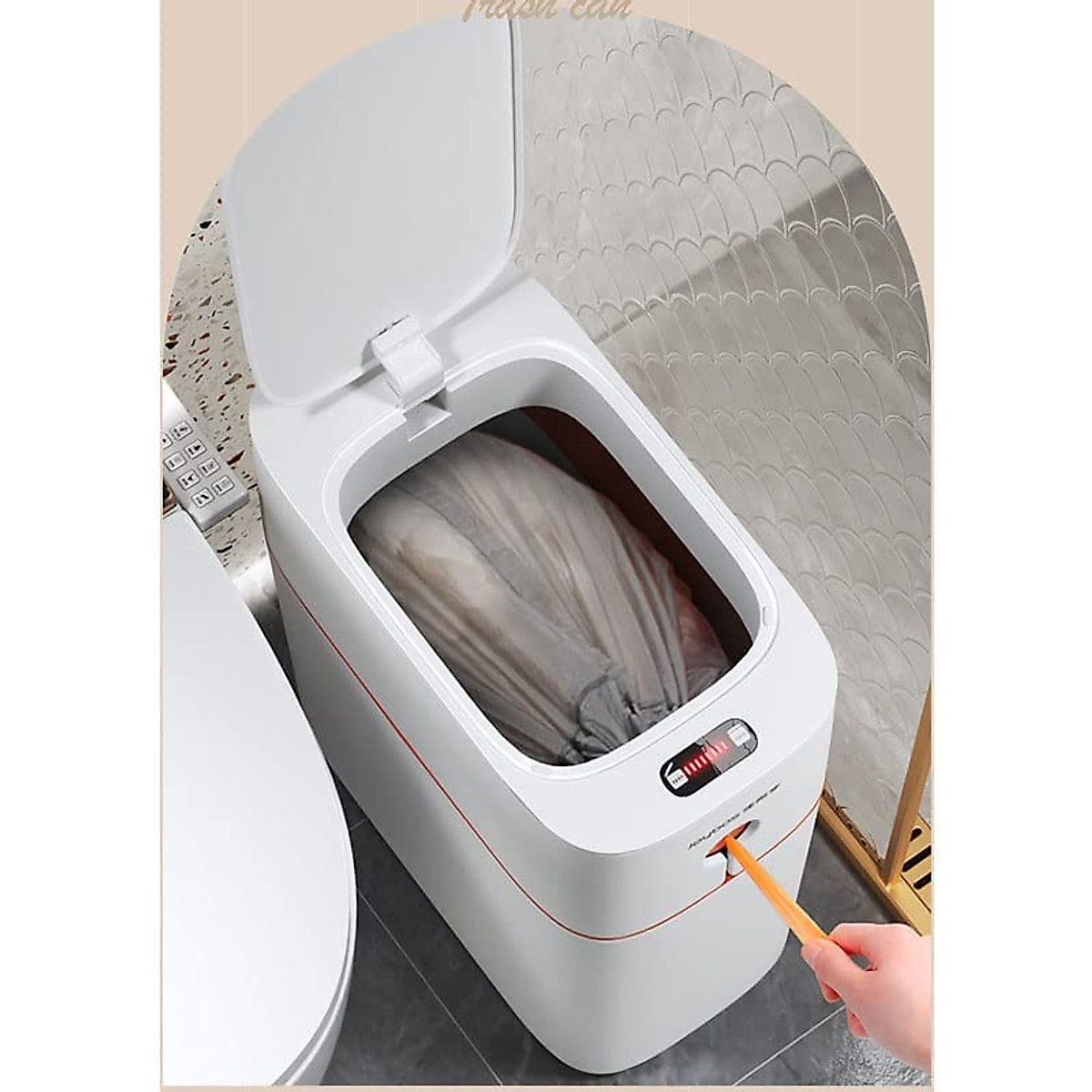 CZDYUF Electronic Automatic Trash Can Automatic Packaging 13L Household Toilet Bathroom Waste Garbage Bin Smart Sensor Trash Can