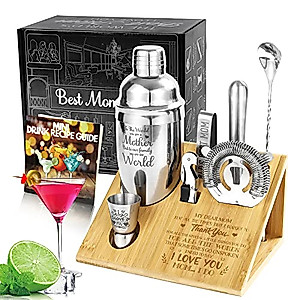Gifts for Mom, Mom Gifts for Mothers Day - Mom Gift from Daughters Cocktail Shaker Set of 8, Gift for Mom from Son Bartender Kit with Stand, Great Gift for Mom on Mother's Day, Birthday
