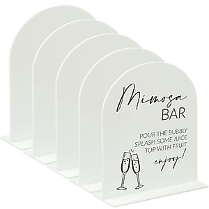 JINMURY 8x10 Inch White Arch Acrylic Sign with Stand | 5 Pack Blank White Acrylic Arch Table Signs with Base for DIY Wedding Table Numbers, Arched Wedding Signage, Events& Parties (White, 8x10 Inch)