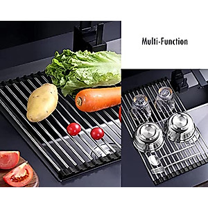 Frontier Stainless Steel Over The Sink Roll Up Dish Drying Rack