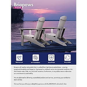 BRIOPAWS Adirondack-Chairs-Set of 2 | Fire Pit Chair | Oversized | HDPE Plastic | Weather Resistant | for Deck Outdoor Poolside Campfire | White
