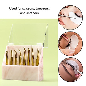 Dust-proof Tweezers Holder Lash Extension Supply Stand Holder, 8 Holes Tweezers Storage Holder for Eyelash Extensions Supplies Acrylic Display Stand Salon (Pink)1