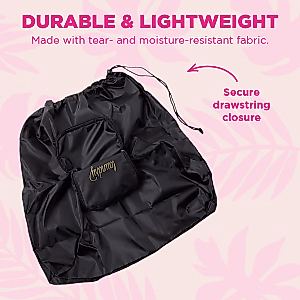 Miamica Soft Travel Laundry Bag with Zipper and Drawstring, Black & Gold, 21” x 22” – Keep Your Dirty Clothes Separate and Your Suitcase Organized – Expandable, Durable, and Foldable Laundry Bag