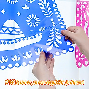 FUTUREPLUSX 18 Feet Fiesta Banner, Mexican Party Banner Fiesta Garland PVC Cinco de Mayo Decor Papel Picado Decorations for Dia De Los Muertos Mexican Party Supplies