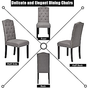 ERGOMASTER Parsons Dining Chairs Set of 4, Tufted Upholstered Kitchen Room Chairs with Solid Wood Legs, Padded Seat for Living Room, Restaurant, Wedding, Meeting, Celebration (Gray,4)