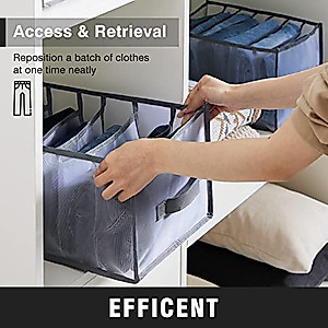 TECHMILLY Clothes Drawer Organizer for Jeans, 5 & 7 Grids Closet Pants Organizers, Wardrobe Storage Baskets for Jeans, Shirts, Sweaters