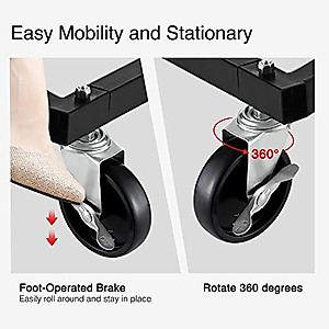 GREENSTELL Clothes Rack with Cover & Tube Bracket, Industrial Pipe Z Base Clothing Garment Rack on Wheels with Brakes, Heavy Duty Sturdy Square Tube Garment Rack Black (59x24x68 inch)