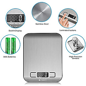 Hamilton Beach 10-Cup Food Processor & Vegetable Chopper with Bowl Scraper, Stainless Steel & Etekcity Food Scale, Digital Kitchen Weight Grams and Ounces for Baking and Cooking, Small