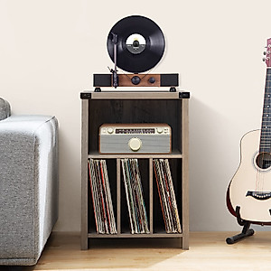 SICOTAS Record Player Stand with Vinyl Record Storage Turntable Stand Table Cabinet with Shelf End Table Night Stands Bed Side Table Nightstand Stereo Cabinet for Living Room Bedroom Office