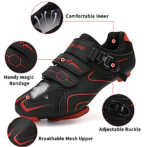 Unisex Cycling Shoes Compatible with pelaton Indoor Road Bike Shoes Riding Shoes for Men and Women Delta Cleats Clip Outdoor Pedal (Black-red, M13)