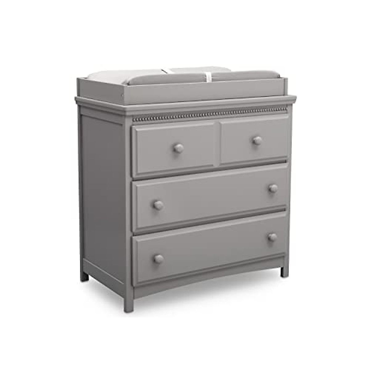 Delta Children Emerson Crib 7-Piece Baby Nursery Furniture Set–Includes: Convertible Crib, Glider, Dresser, Changing Top, Crib Mattress, Sheets, & Changing Pad, Grey