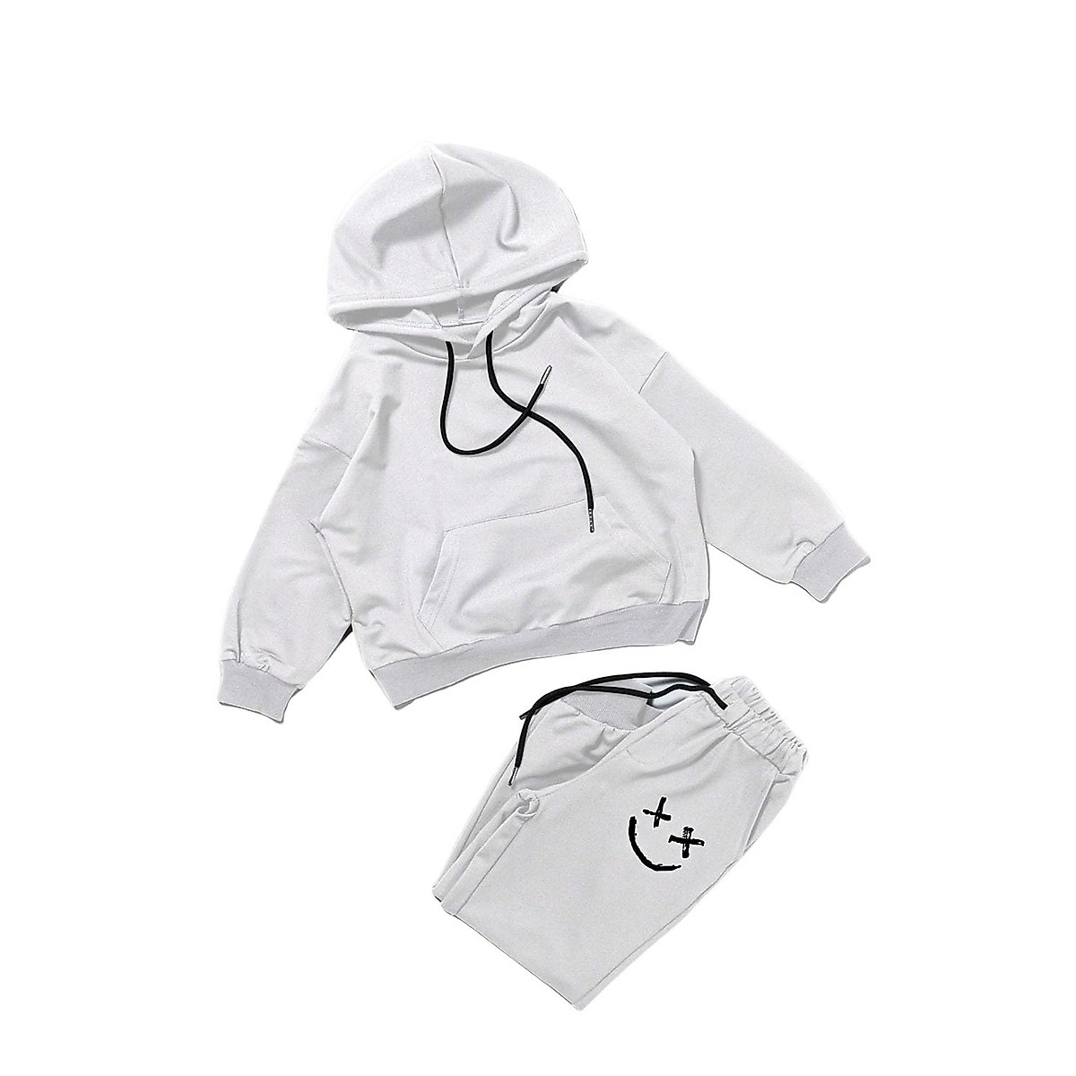 blibean Teen Boy Fall Clothes Sets Jogging Jogger Outfit Little Girl Hoodies Two Piece Sweat Pants Comfy 2pc CLothes Age 12T-13T (Size 12-13 Year) White