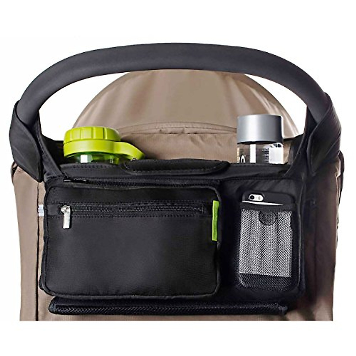 Ethan & Emma Double Stroller Organizer with Cup Holders - Fits Both Single & Double Strollers - Secured Fit & Extra Storage - Universal Stroller Organizer and Stroller Accessory Black