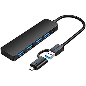 USB 3.0 Hub 2 in1 4-Port, Siawclub USB C to USB Splitter Expander for MacBook Pro, Laptop, Xbox, Flash Drive, HDD, Printer, Camera, Keyborad, Mouse