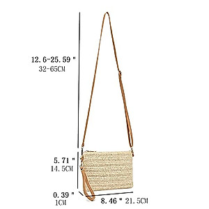 Straw Clutch Purse for Women, Summer Beach Straw Purse Cute Zipper Wristlet Wallets, Small Straw Handbag for Vacation (Light Brown)