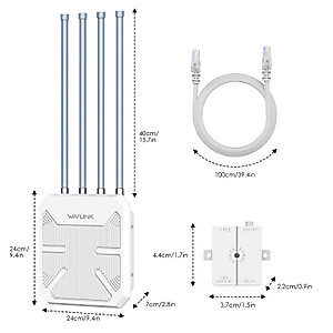 WAVLINK Outdoor WiFi 6 Wireless Access Point, AX1800 WiFi 6 Extender Long Range, Support Active PoE, 4x8dBi Antennas,Work with Starlink/Repeater/Router,IP67,Up to 128 Devices for Farm,Yard,RV,Campsite