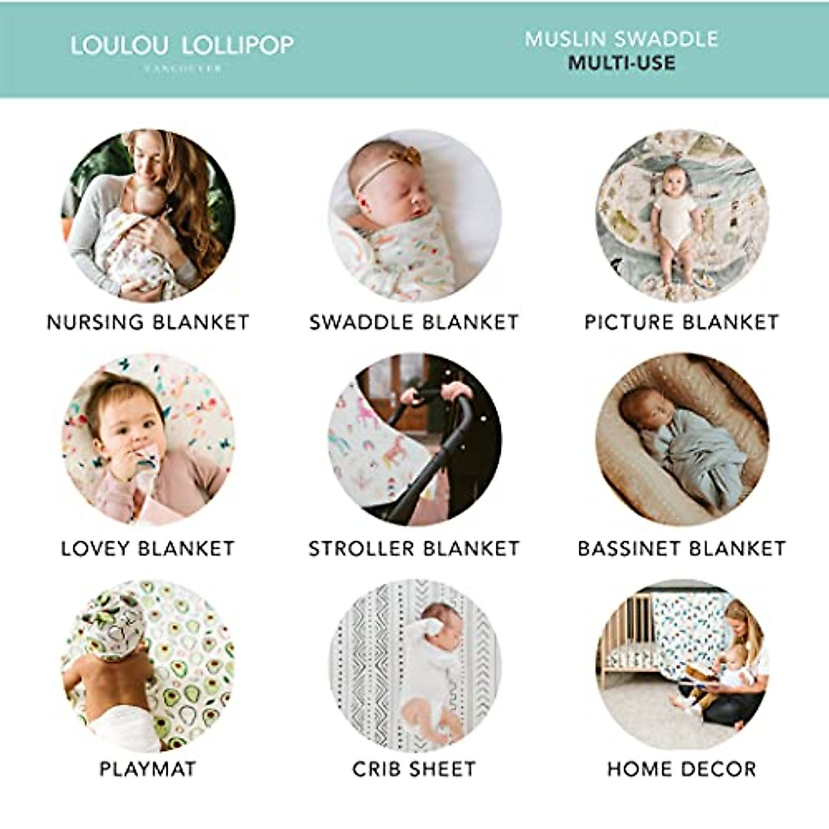 Loulou Lollipop Soft Baby Swaddle Blanket Muslin Wrap Receiving Blanket for Newborn to Toddler Girl and Boy, Large 47” by 47” - Bunny Meadow…