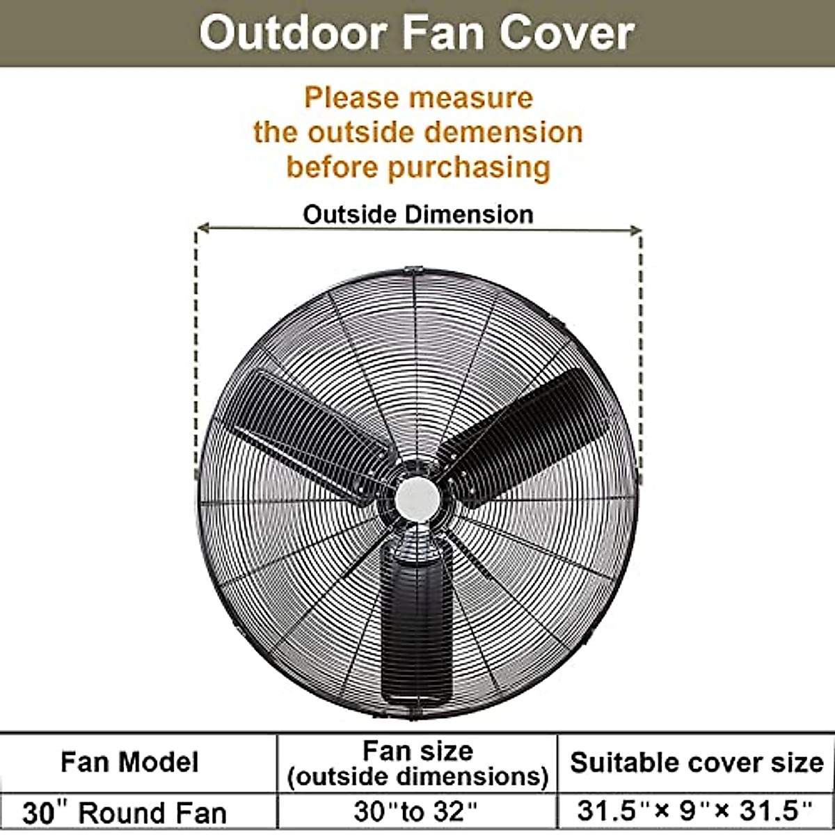ELONGRIVER Industrial Fan Cover, Waterproof & Dustproof Cover for Wall Mount Fan, Pedestal Fan and Outdoor Fans in Heavy Duty Polyester