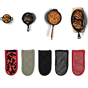 Evoio Hot Handle Covers, Cast Iron Skillet Handle Covers, Pot Pan Handle Covers, Heat Resistant Pot Pan Skillet Handle Holder Sleeves Mitt for Kitchen, BBQ and Baking Cookware (2-Pack Black)