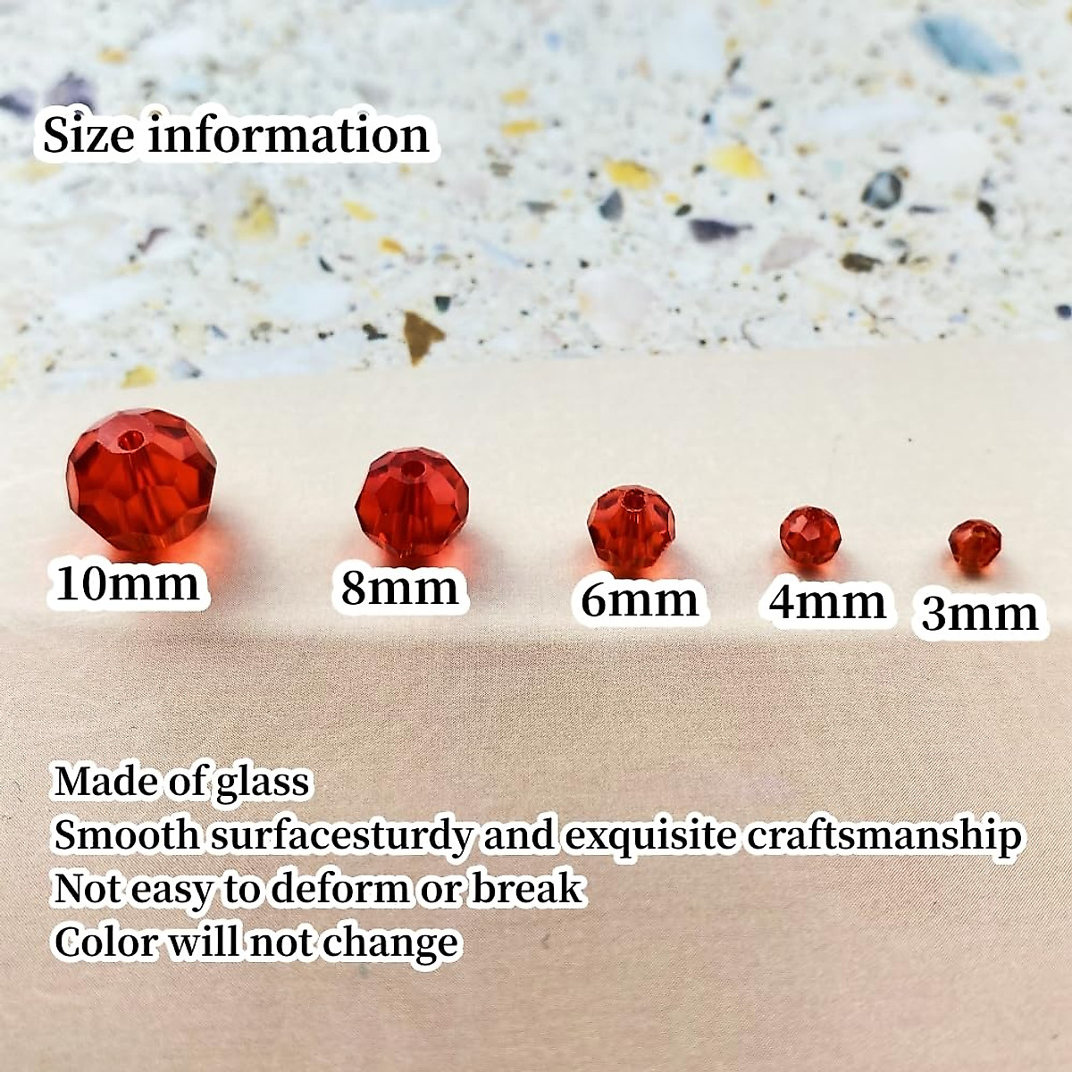 Xinhongo Crystal Glass Beads 400 Pieces 4mm Round Faceted Crystal Glass Bead Spacer Beads for Jewelry Making Bracelet Earring Necklace DIY Craft Making Supplies(Red)