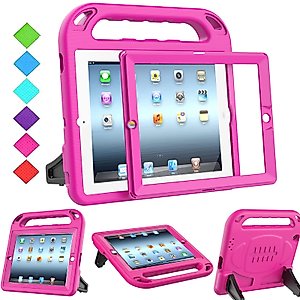 BMOUO Kids Case for iPad 2nd 3rd 4th Generation, iPad 2 3 4 Case - Built-in Screen Protector, Shockproof Convertible Handle Stand Friendly Kids Case for 9.7” iPad 2nd 3rd 4th Generation - Rose