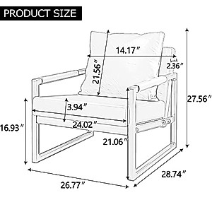 Goohome Mid Century Modern PU Leather Accent Chair Single Sofa,Cozy Upholstered Armchair Living Room Furniture,ReadingChair W/Metal Frame Extra-Thick Padded Backrest, Seat Cushion, Anti-Slip Footpad