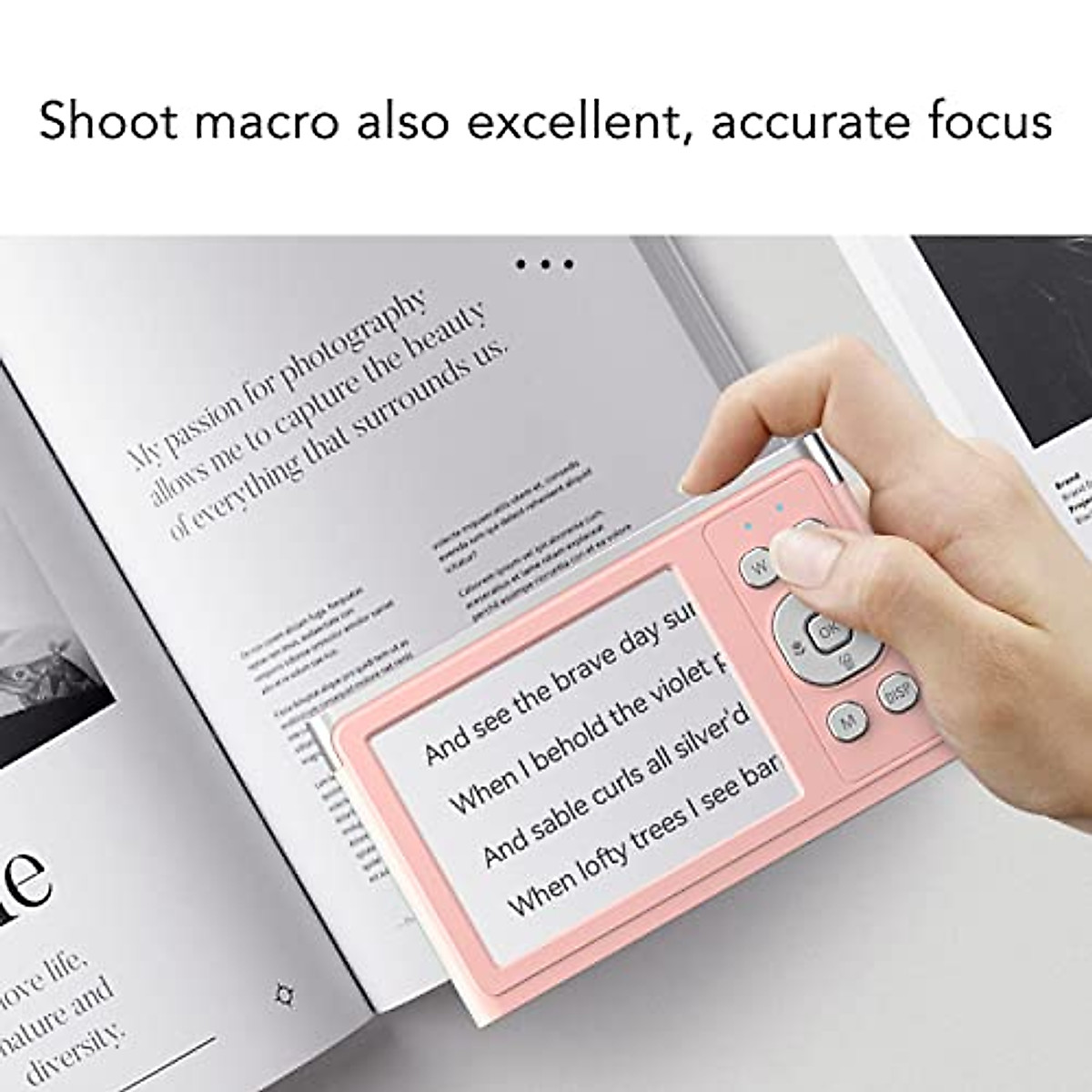 4K Digital Camera, 16X Zoom 50MP AF Autofocus Vlogging Camera, 2.88in IPS HD Mirrorless Camera with Battery, LED Fill Light Portable Mini Compact Camera for Macro Shooting, Teens, Students(Pink)