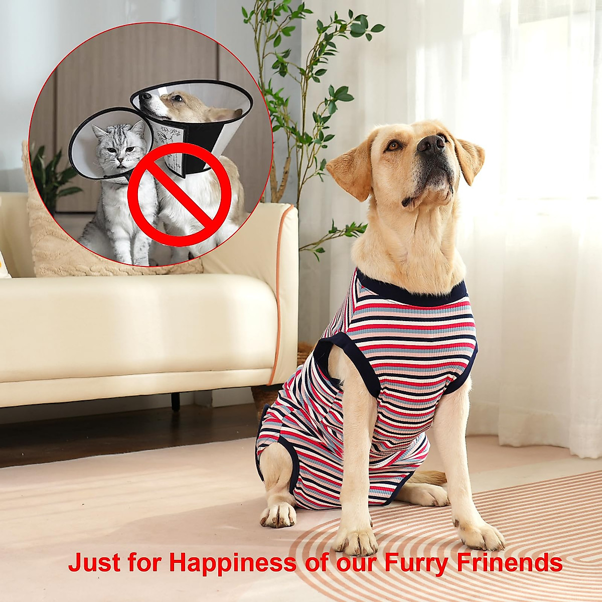 Dog Recovery Suit After Surgery,Dog Surgery Onesie Cone E-Collar Alternatives for Small Large Medium Cats Dogs,Spay Neuter Body Suit Pajamas for Male Female Dogs (Black Red Stripe, X-Large)