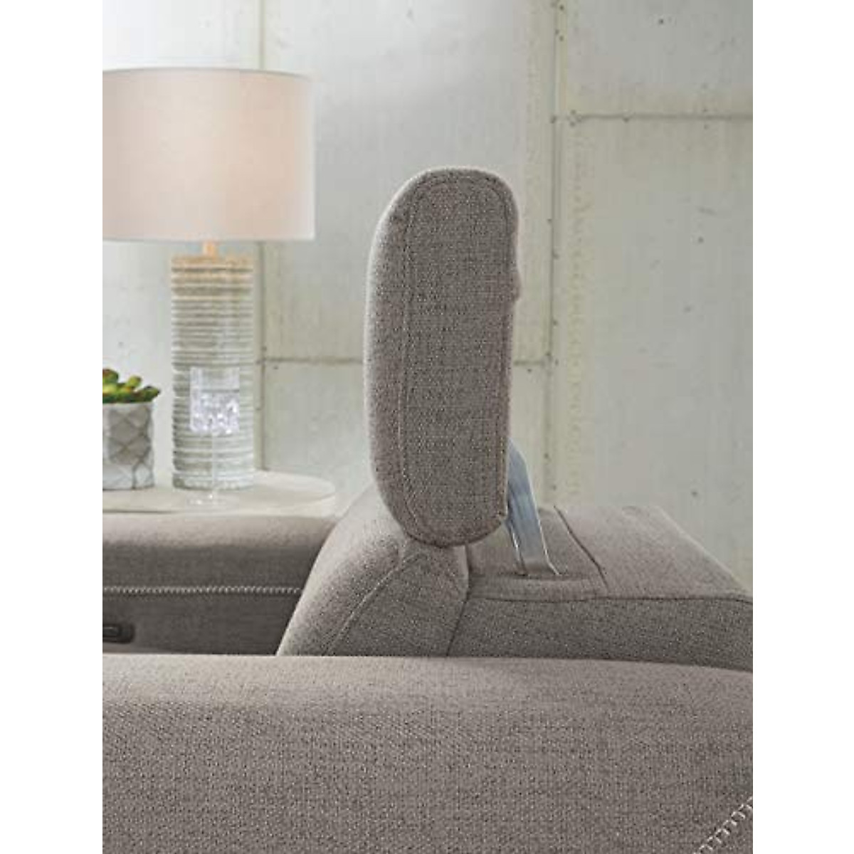 Signature Design by Ashley Mabton Contemporary Adjustable Power Recliner with USB Charging, Light Gray