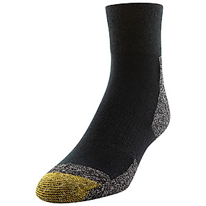 GOLDTOE Men's Rebound Cushion Ankle Socks, 6-Pairs, Black, Shoe Size: 6-12.5
