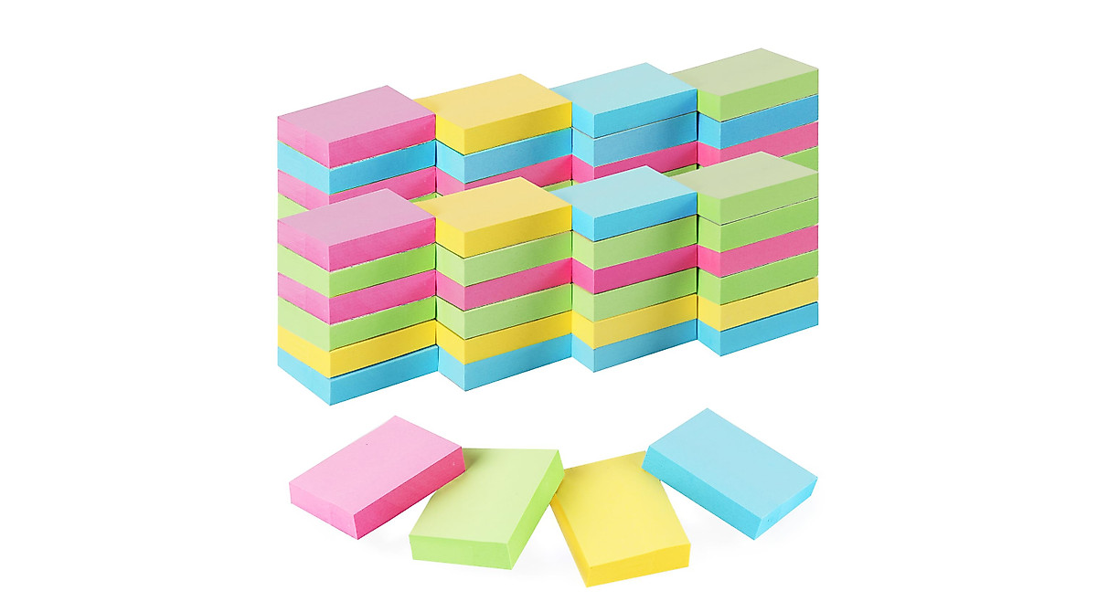 Mini Sticky Notes Bulk Pack - Bright Pastel 50 Pads for Office & School