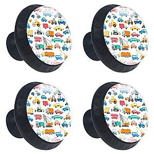 Cartoon Kids Cars Toy Cabinet Dresser Knobs 4 Pcs Drawer Door Pull Handles for Kitchen Bathroom Unique Drawer Knobs