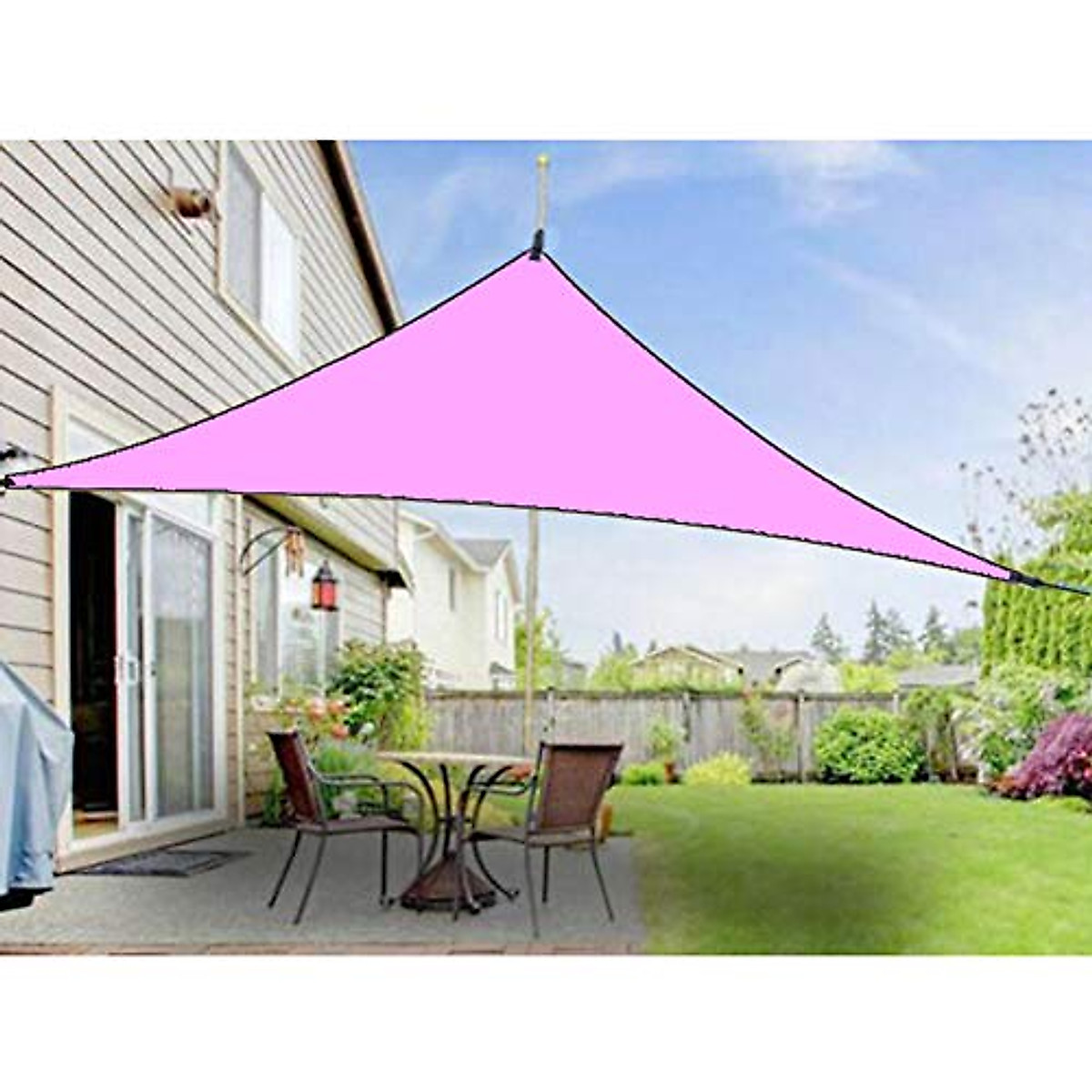 JYCAR Triangle Awning Shelter, Waterproof Sun Shade Sail Canopy, Durable Polyester Garden Shading Net with 3pcs 6.5FT Ropes, for Outdoor Patio Garden (Pink, 9.8 x 9.8 x 9.8 ft)