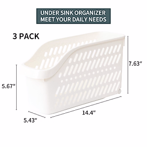 LUFOFOX 3 Pack Under Sink Organizer with Wheels Pull Out Kitchen Bathroom Cabinet Organizers and Storage Multi-purpose Plastic Organizer Baskets for Cleaning Supplies, Bottles