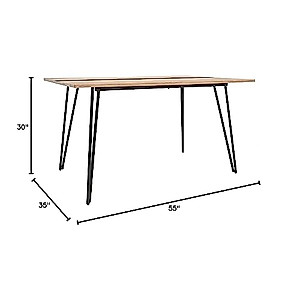 SAFAVIEH Home Collection Alarick Mid-Century Modern Natural/Black Hairpin Leg Dining Table