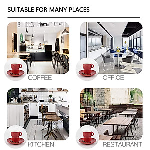 Emma's Porcelain Espresso Cups with Saucers, Ceramic Demitasse Cups with Metal Stand- 3.3OZ/95MLStackable Espresso Mugs, for Specialty Coffee Drinks, Cappuccino and Tea - Set of 4 (Red)