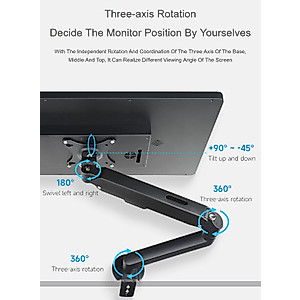 XYGStudy Gas Spring Monitor Stand Arm for 17~30 Inch Display Monitor Screen LCD Free Height Adjustment Support Multi-Angle Rotation and Expansion