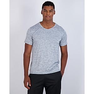 Real Essentials Athletic V Neck Tshirt Shirts T-Shirts Men Quick Dry Fit Tops Dri Fit Short Sleeve Active Wear Training Exercise Fitness Workout Shirt Tee Tees Gym Sports Top, Set 12, L, Pack of 5