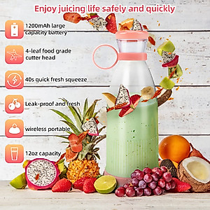 Globalstore Portable 12oz Mini Blender, USB Rechargeable, 40 Seconds Quick Juicing, Smart Safety Protection, Can Be Made At Any Time, Large Capacity and Easy to Clean