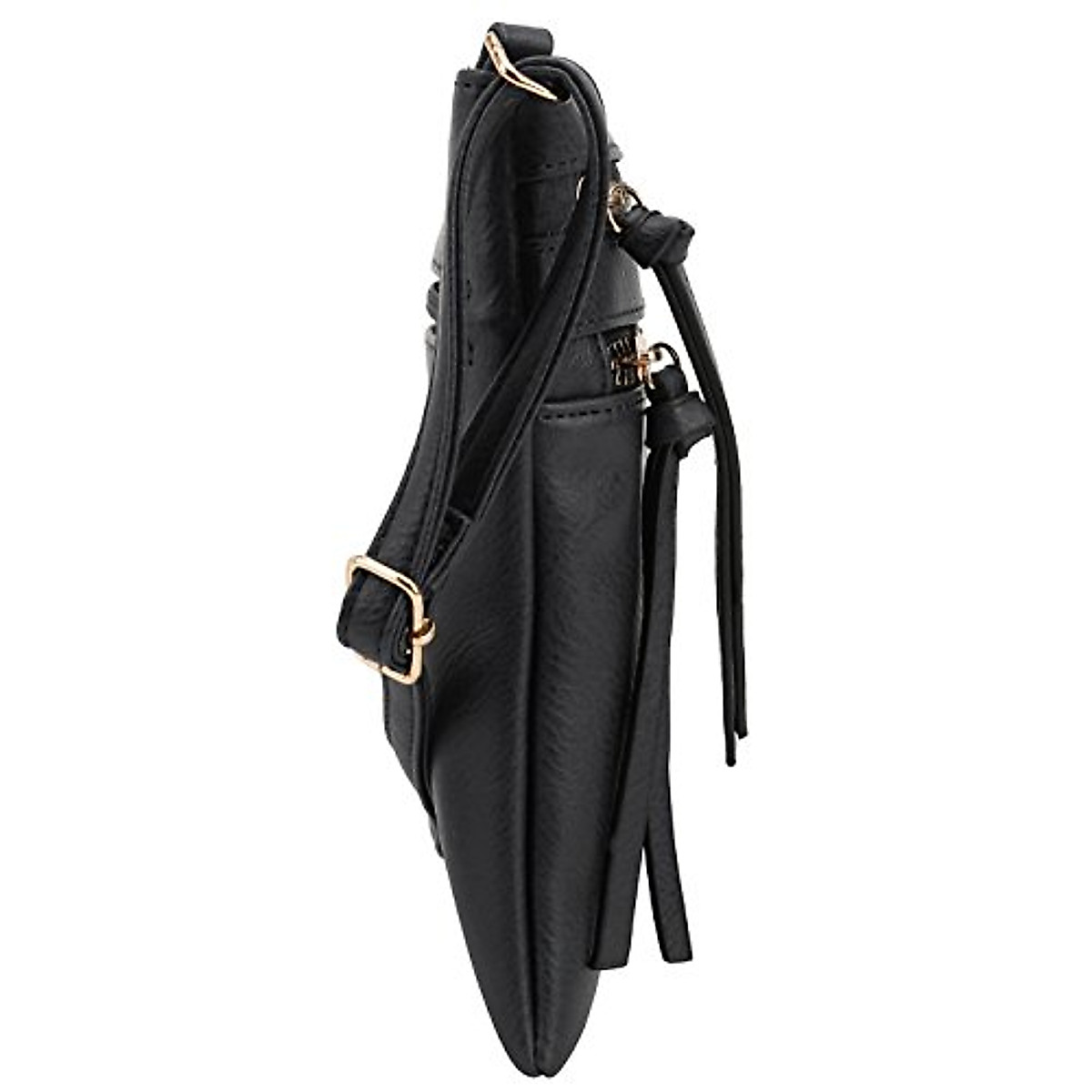 DELUXITY Crossbody Purse Bag Shoulder Bag Multi Pocket Zipper Purse | Black