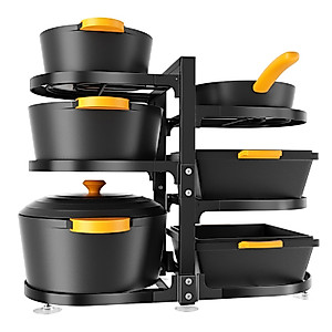 ARSTPEOE Mega Clearence Sale Half Save 6Tier, Pot and Pan Organizer for Cabinet, Pan Organizer Rack for Cabinet, Pot Organizer Rack for Under Cabinet, Pot Lid Organizer for Cabinet, Black