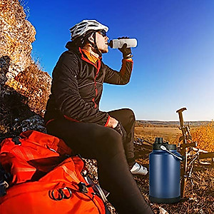 Sursip 128OZ Insulated Water Jug,One Gallon Vacuum Stainless Steel Double Walled Water Bottle with Stainless steel Handle,18/8 Food-Grade Insulated Water Bottle,Travel Drinking Water Flask-Army Green