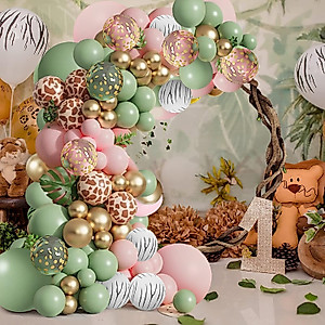 Green Yellow Brown Pink Beige Balloon Garland Double Stuffed for Baby Shower Wedding Birthday Gender Reveal Party Decoration (green gold)