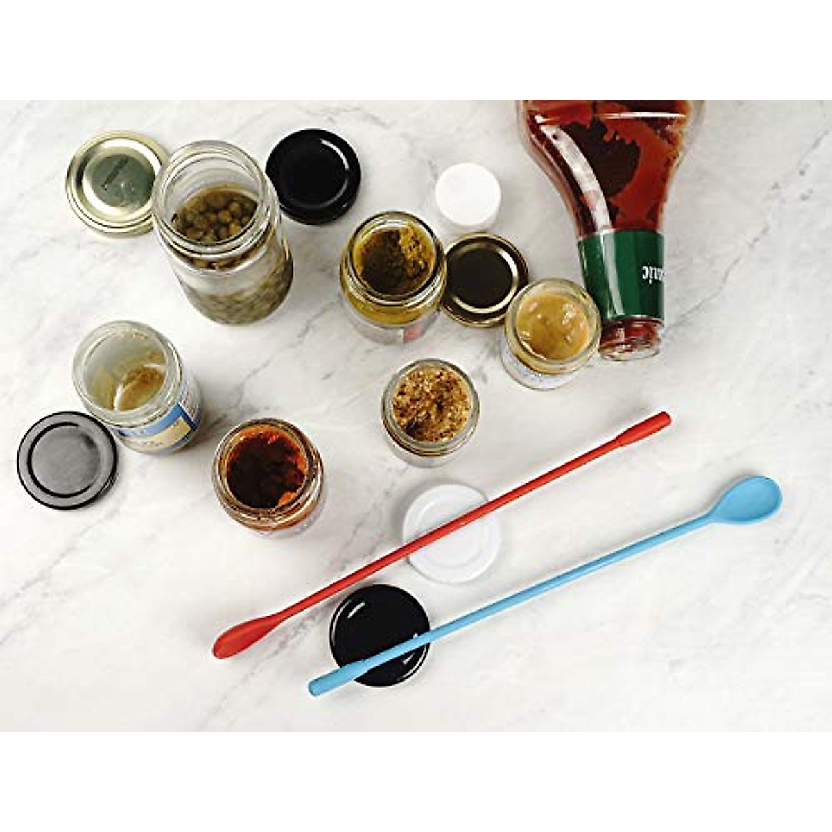RSVP International Silicone Stir Spoons, 10 inch, Multi-Color | BPA-Free | Prefect for Stirring Drinks & Getting to the Bottom of Jars | Dishwasher Safe